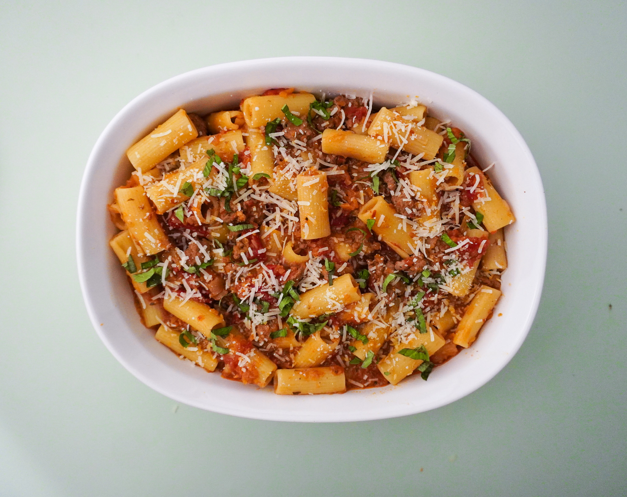 Spicy Sausage Rigatoni - The Crowded Fridge